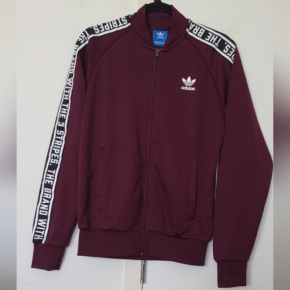 adidas | Sweaters | Adidas Mens Burgundy Track Jacket | Poshmark